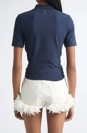 Rabanne Pierced Stretch Cotton Polo - Deep Navy