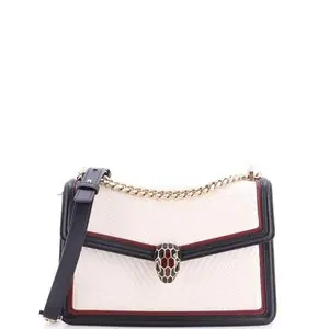 BVLGARI Serpenti Forever Shoulder Bag Quilted Leather - White