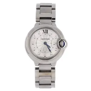 CARTIER Ballon Bleu De Quartz Watch Stainless Steel With Diamond Markers 28 - Metallic Silver