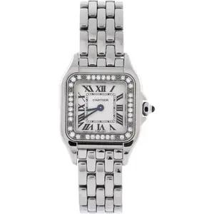 CARTIER Panthere De Quartz Watch Stainless Steel With Diamond Bezel 22 - Metallic Silver