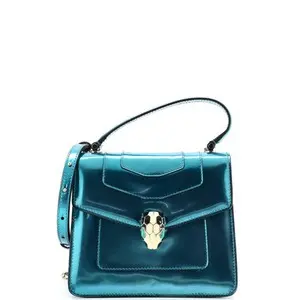 BVLGARI Serpenti Forever Top Handle Bag Patent Small - Blue