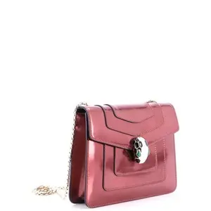 BVLGARI Serpenti Forever Square Shoulder Bag Metallic Leather Small