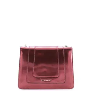 BVLGARI Serpenti Forever Square Shoulder Bag Metallic Leather Small