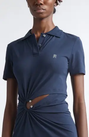 Rabanne Piercing Cotton Jersey Maxi Polo Dress - Deep Navy