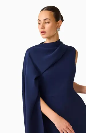ELLIATT Leonara Asymmetric Cape Maxi Dress