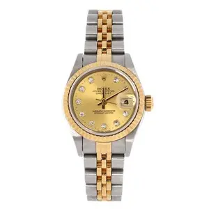 ROLEX Oyster Perpetual Datejust Automatic Watch Stainless Steel And Yellow Gold With Diamond Markers 26 - Metallic Silver