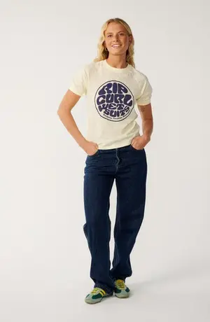 Rip Curl Wettie Graphic Ringer T-shirt - Soft Yellow