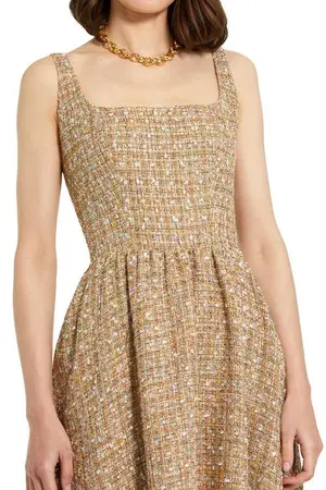 Mac Duggal Boucle Sleeveless A-line Midi Dress