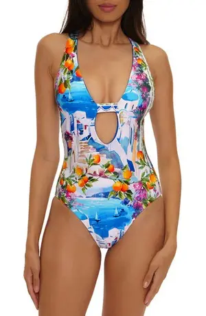 BECCA By Rebecca Virtue Mykonos Reversible One-piece Swimsuit - Blue