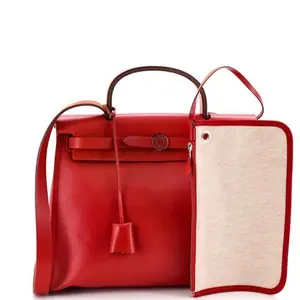 Hermès Herbag Zip Berline Vache Canvas And Leather 31 - Red