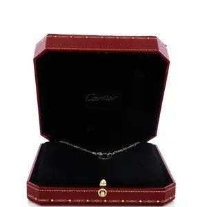 CARTIER 2 Diamonds Love Pendant Necklace 18k White Gold With Diamonds