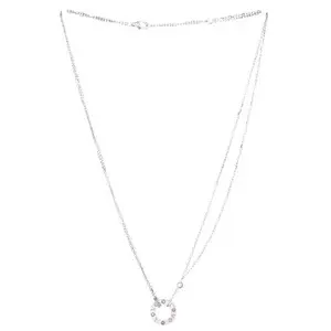 CARTIER 2 Diamonds Love Pendant Necklace 18k White Gold With Diamonds
