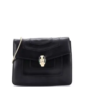 BVLGARI Serpenti Forever Square Shoulder Bag Leather Medium - Black