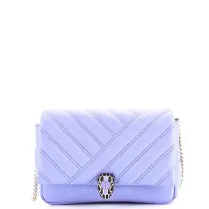 BVLGARI Serpenti Cabochon Shoulder Bag Diagonal Quilted Leather Mini - Purple