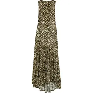 SIEDRES Fens Open Back Velvet Devoré Maxi Dress - Black Multi