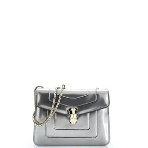 BVLGARI Serpenti Forever Square Shoulder Bag Metallic Leather Small - Metallic Silver