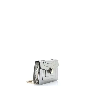BVLGARI Serpenti Forever Square Shoulder Bag Metallic Leather Small