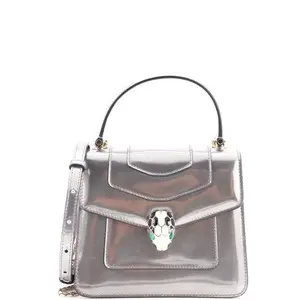 BVLGARI Serpenti Top Handle Bag Patent Small - Metallic Silver