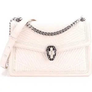 BVLGARI Serpenti Forever Shoulder Bag Quilted Leather - White
