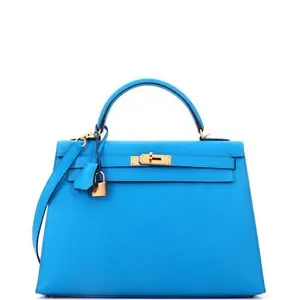 Hermès Kelly Handbag Epsom With Gold Hardware 32 - Blue