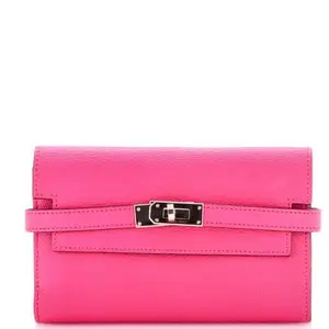 Hermès Kelly Trifold Wallet Chevre Mysore Medium - Pink