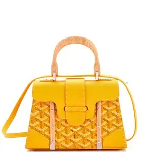 Goyard Structured Saigon Top Handle Bag Coated Canvas With Leather Mini - Yellow