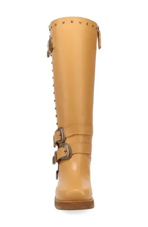 DINGO Fillmore Studded Knee High Boots With Buckle Hardware - Plantain
