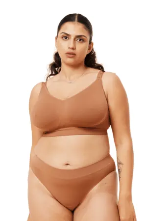 SUGAR CANDY BRA Basic Seamless Bikini Brief - Clay
