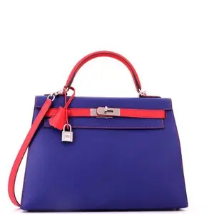 Hermès Kelly Handbag Bicolor Epsom With Brushed Palladium Hardware 32