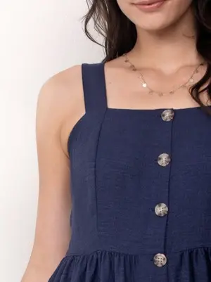 SINGLE STITCH Button Front Midi Dress - Navy