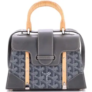 Goyard Structured Saigon Top Handle Bag Coated Canvas With Leather Mini - Grey