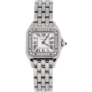CARTIER Panthere De Quartz Watch Stainless Steel With Diamond Bezel 22 - Metallic Silver