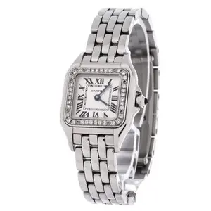 CARTIER Panthere De Quartz Watch Stainless Steel With Diamond Bezel 22
