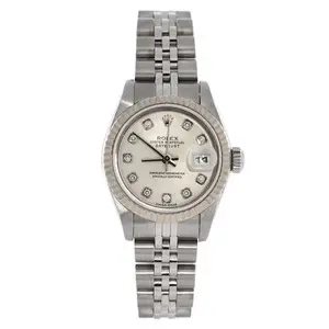 ROLEX Oyster Perpetual Datejust Automatic Watch Stainless Steel And White Gold With Diamond Markers 26 - Metallic Silver