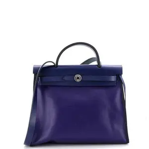 Hermès Herbag Zip Berline Vache Canvas And Leather 31 - Blue