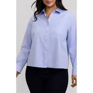 Foxcroft Jodie Cotton Button-up Shirt - Blue Wave