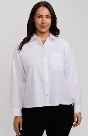Foxcroft Jodie Cotton Button-up Shirt - White