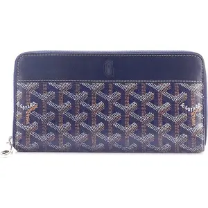 Goyard Matignon Zip Wallet Coated Canvas With Leather - Blue