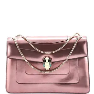BVLGARI Serpenti Forever Shoulder Bag Metallic Leather Medium - Pink