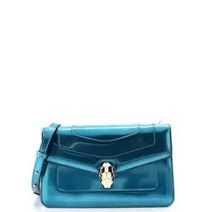 BVLGARI Serpenti Forever Shoulder Bag Metallic Leather Small - Blue