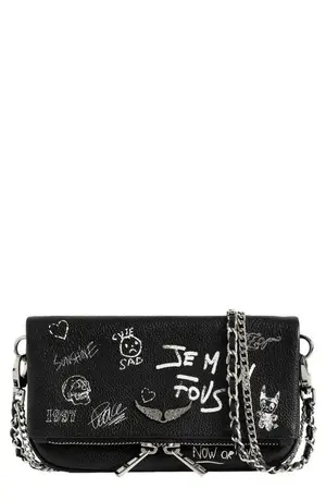 Zadig&Voltaire Rock Nano Arty Tag Leather Crossbody Bag - Black