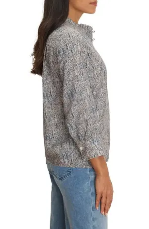 NIC+ZOE Sun Speckle Ruffle Neck Top