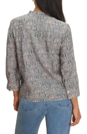 NIC+ZOE Sun Speckle Ruffle Neck Top - Neutral Multi