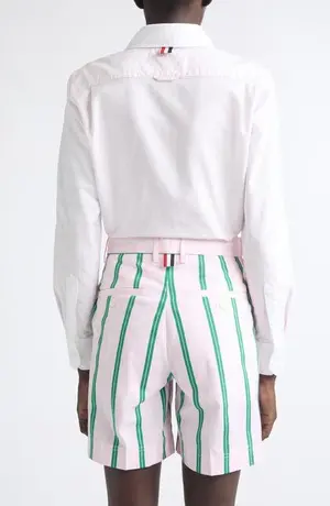 Thom Browne Cotton Oxford Shirt With Peter Pan Collar - Light Pink