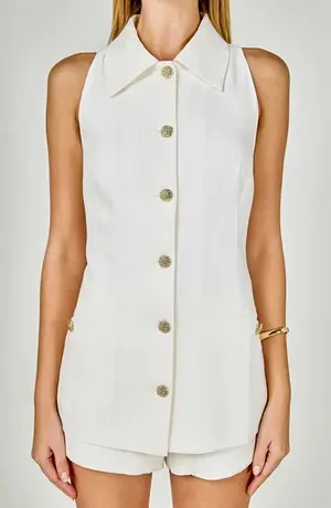 Endless Rose Sleeveless Linen Blend Shirt