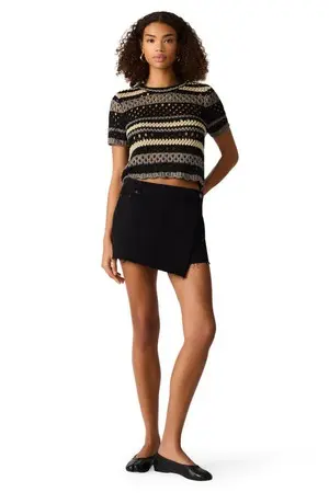 Steve Madden Wila Striped Open Knit Crop Sweater