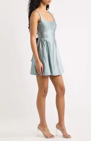 EMERALD SUNDAE Glitter Sleeveless Satin Fit & Flare Dress