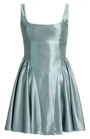 EMERALD SUNDAE Glitter Sleeveless Satin Fit & Flare Dress