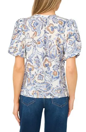 Halogen Floral Print Balloon Sleeve Top