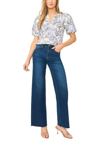 Halogen Floral Print Balloon Sleeve Top